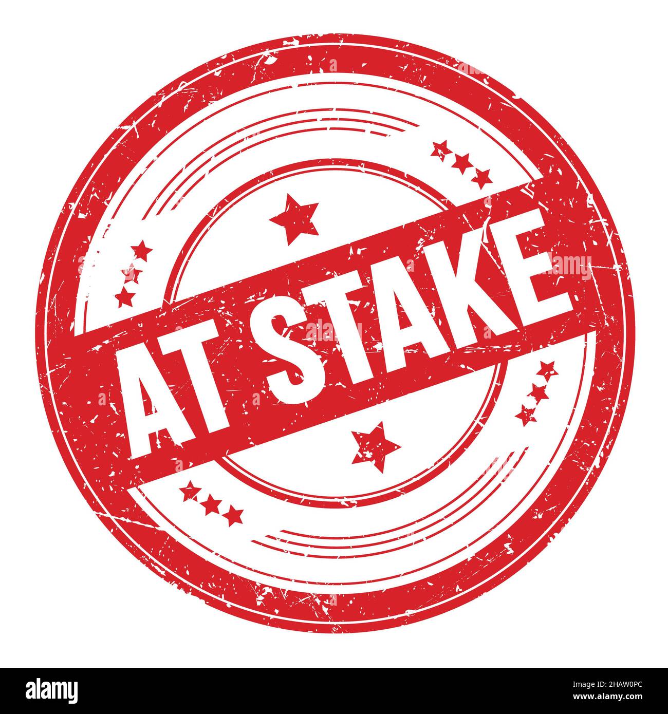 AT STAKE text on red round grungy texture stamp Stock Photo - Alamy