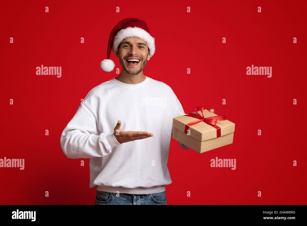 Pointing at gift hi-res stock photography and images - Alamy