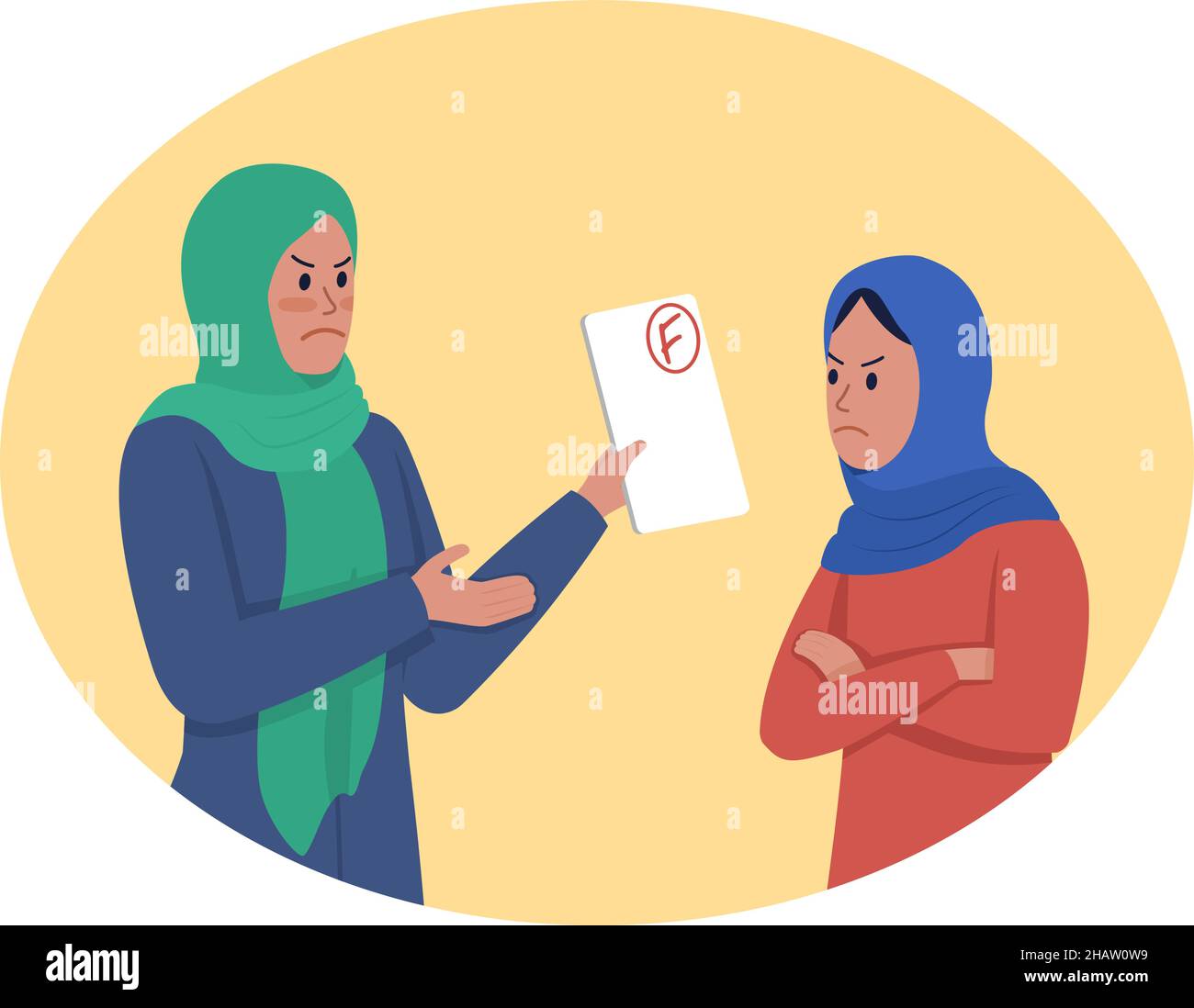 Scolding for bad grades 2D vector isolated illustration Stock Vector ...