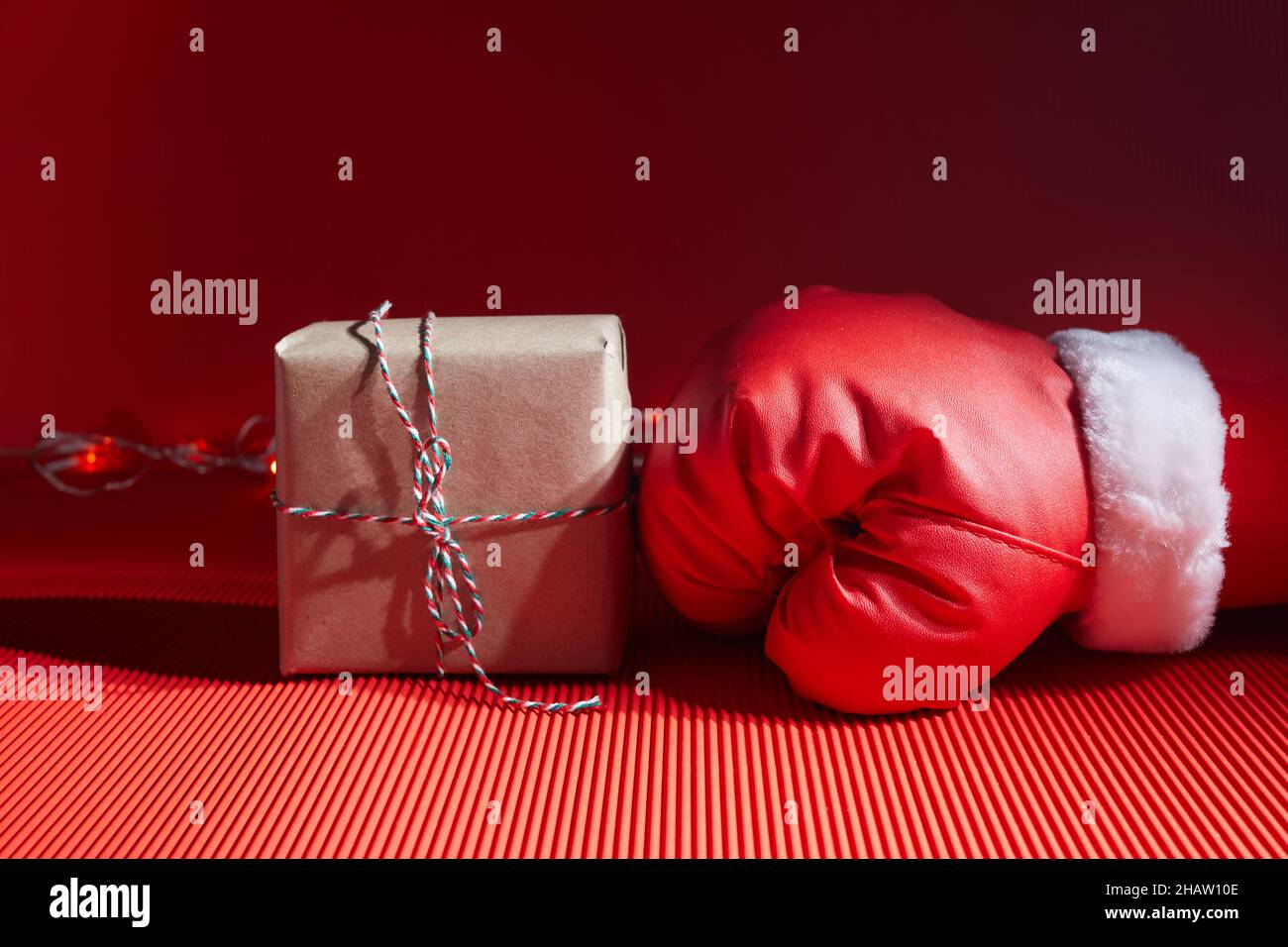 Boxing day shopping creative idea. Boxing glove with gift box Stock ...