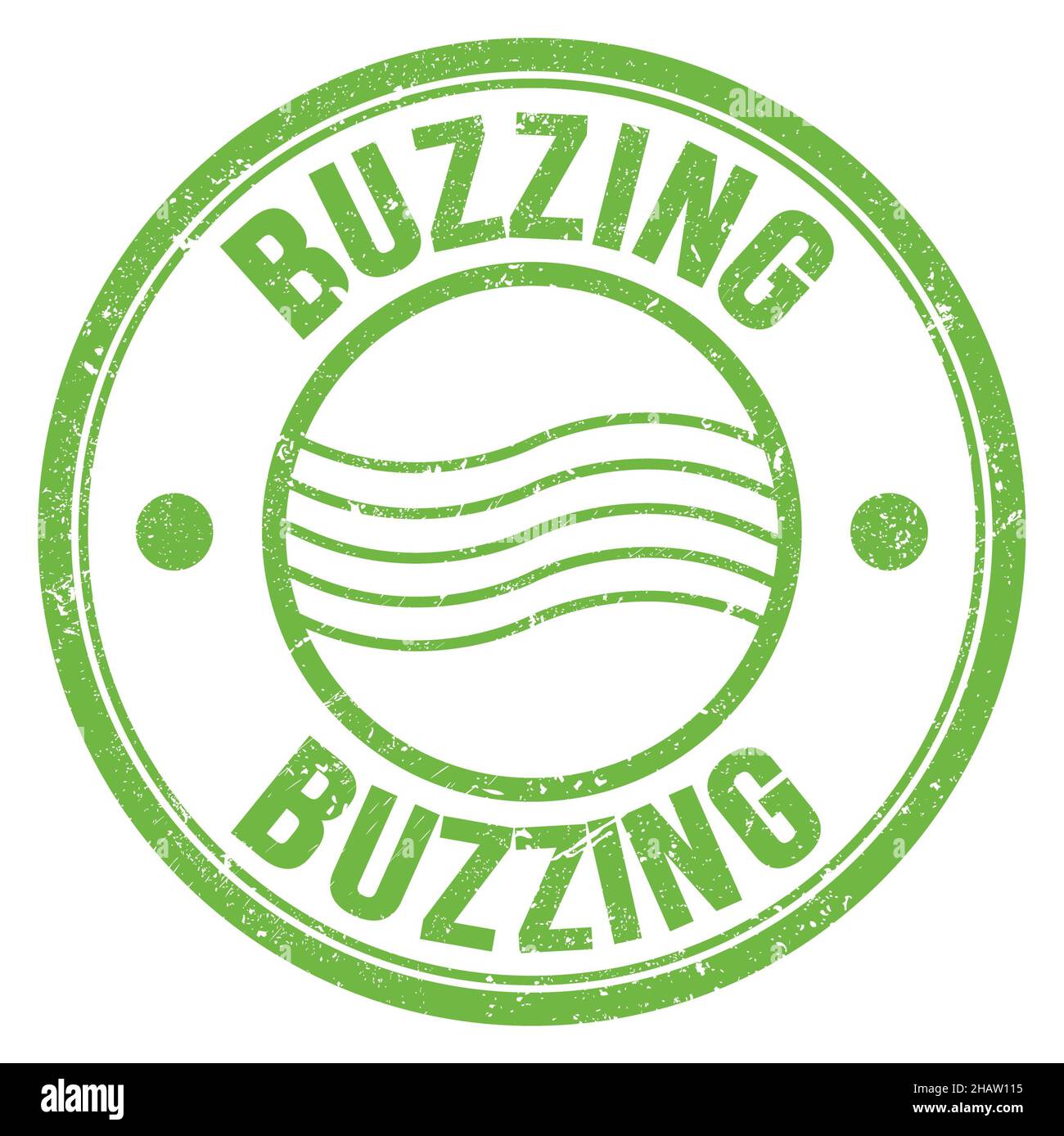 BUZZING word written on green round postal stamp sign Stock Photo - Alamy