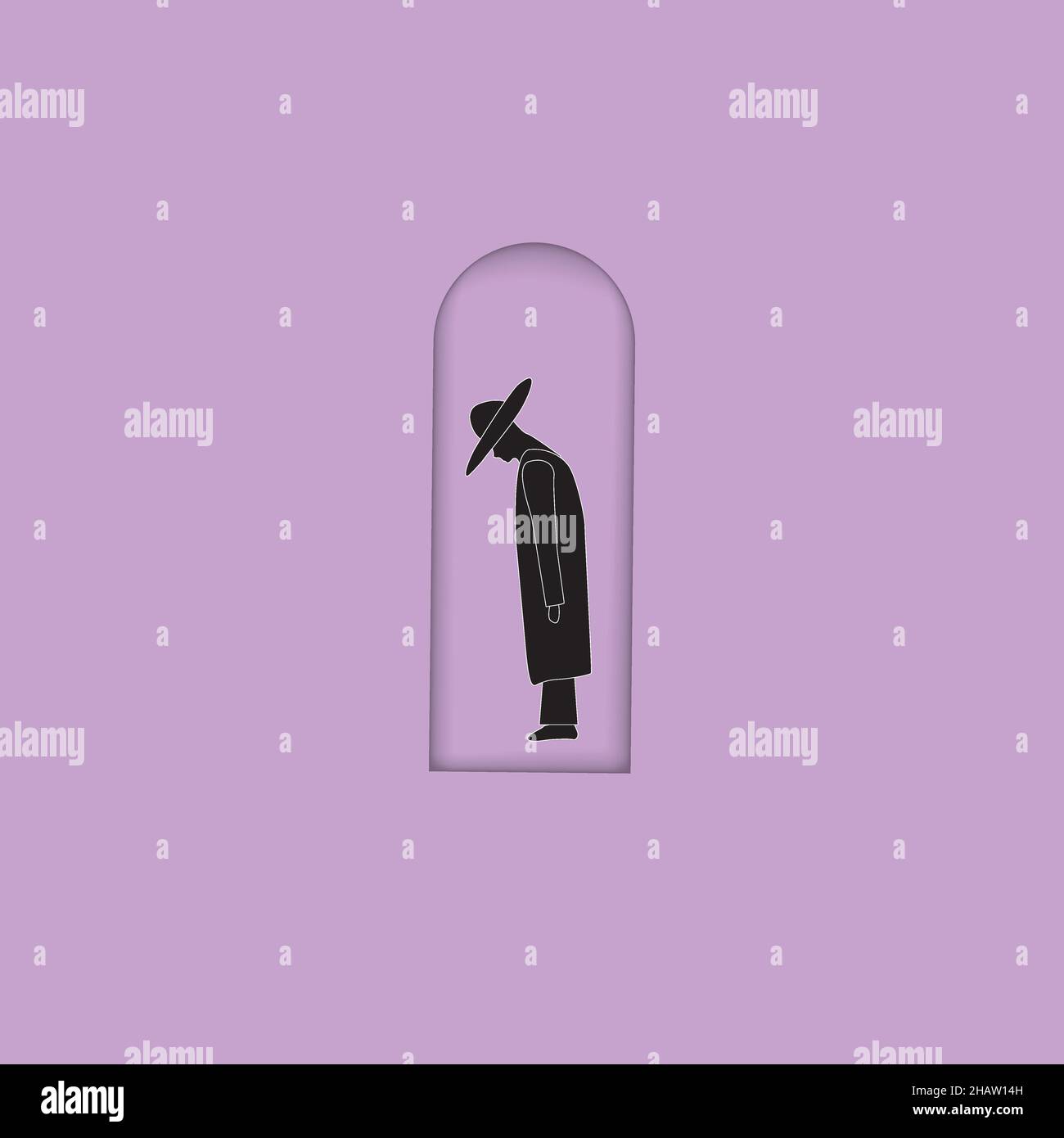 silhouette of a man inside inverted glass flask Stock Vector Image ...
