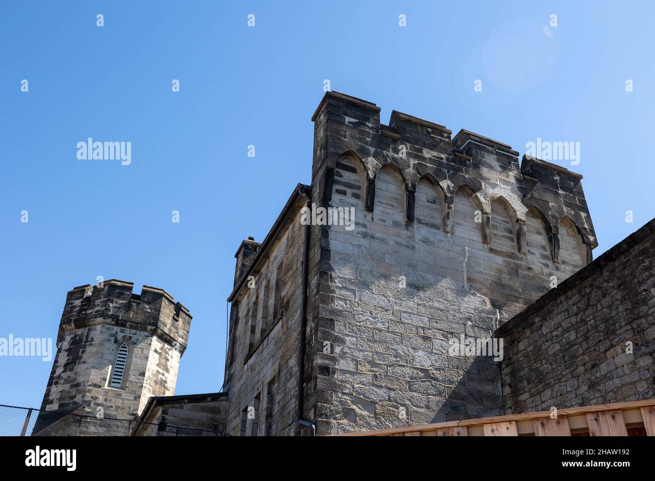 Old prison with high walls on a sunny morning Stock Photo - Alamy