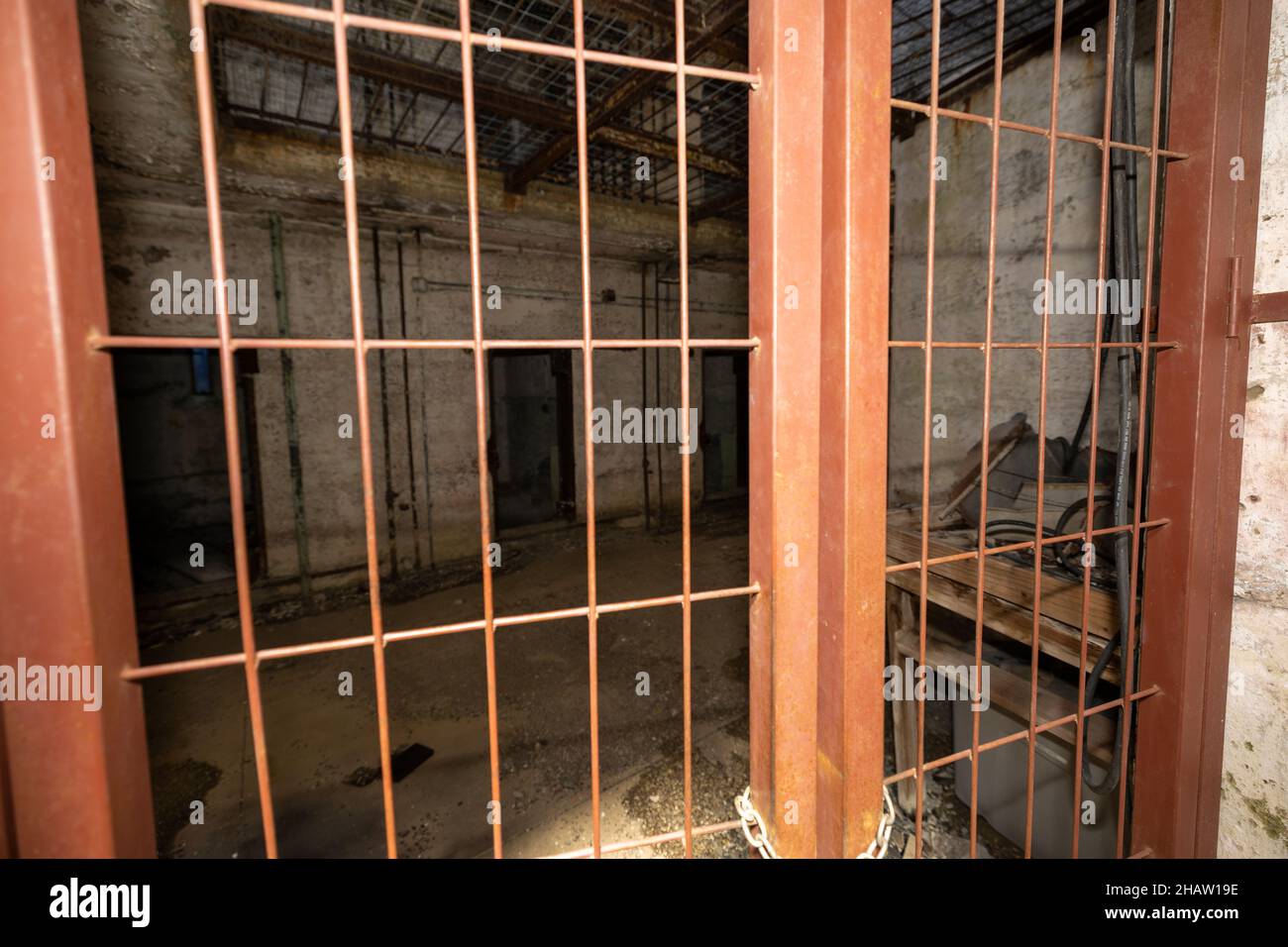 Inside of an old prison from the railings Stock Photo - Alamy