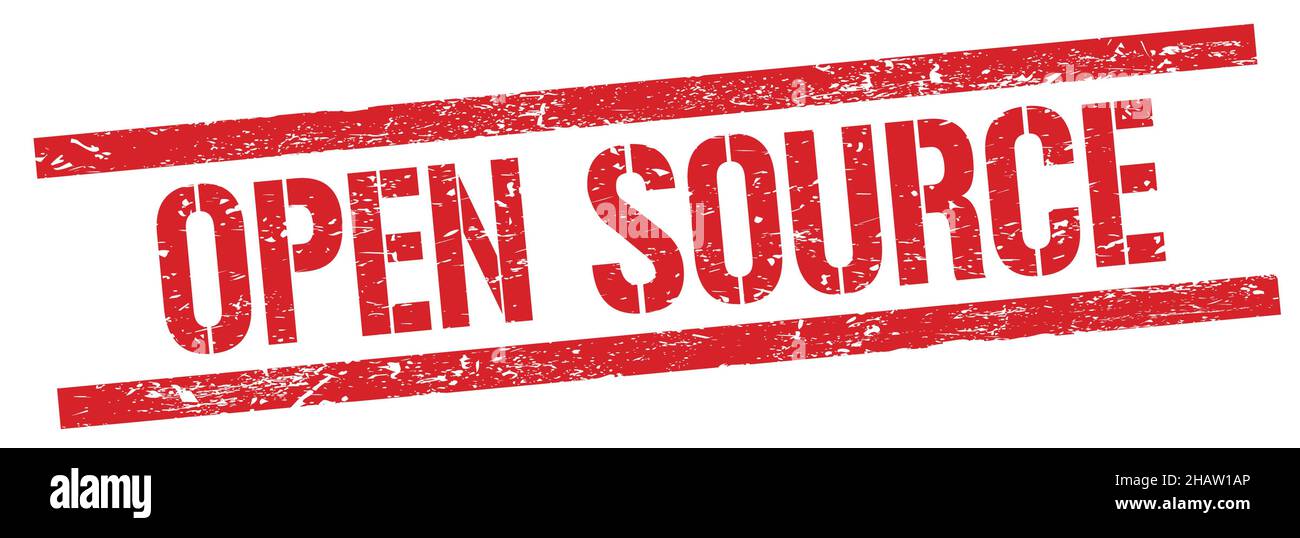 OPEN SOURCE text on red grungy rectangle stamp sign Stock Photo - Alamy