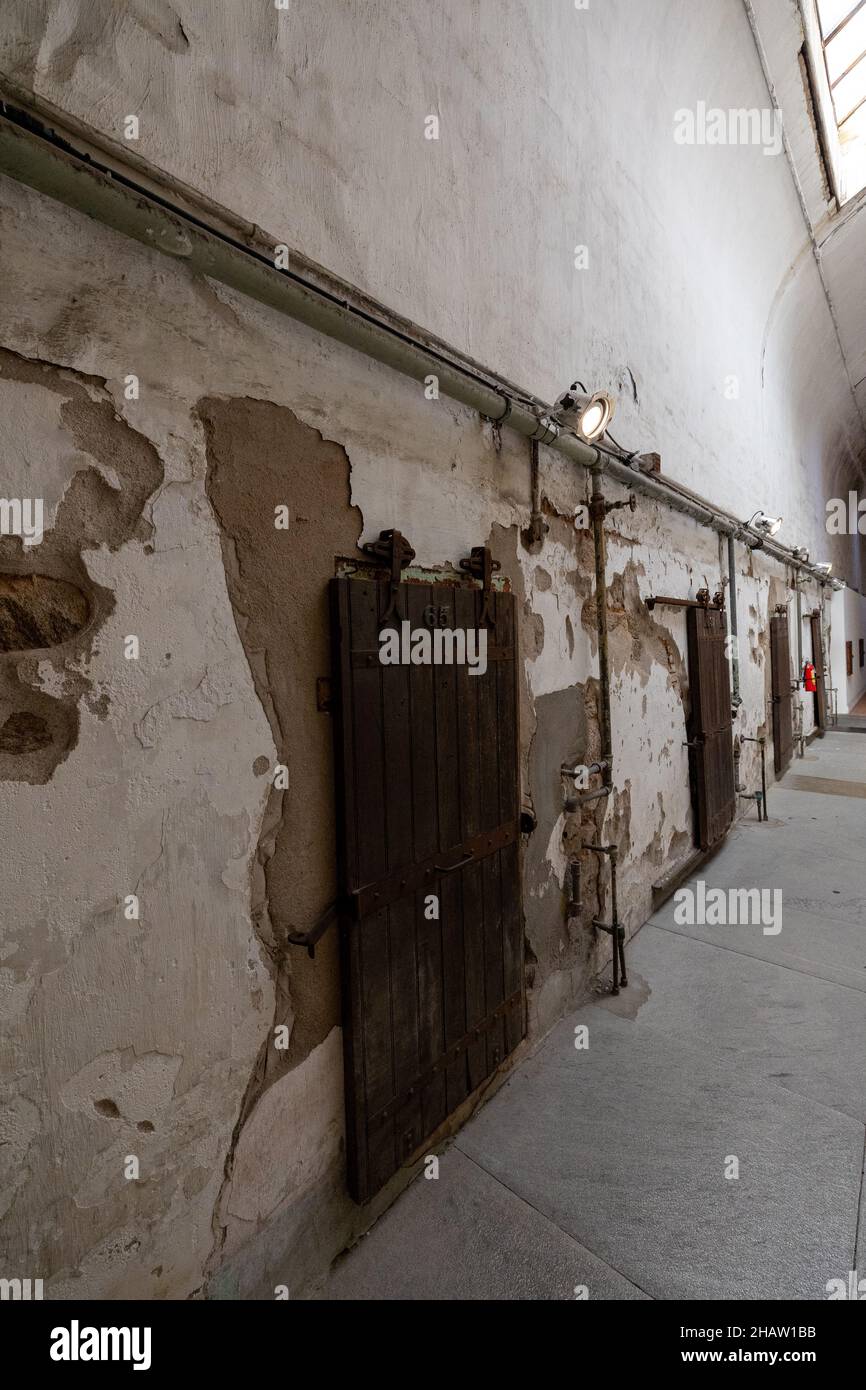 Line of old prison cells Stock Photo - Alamy