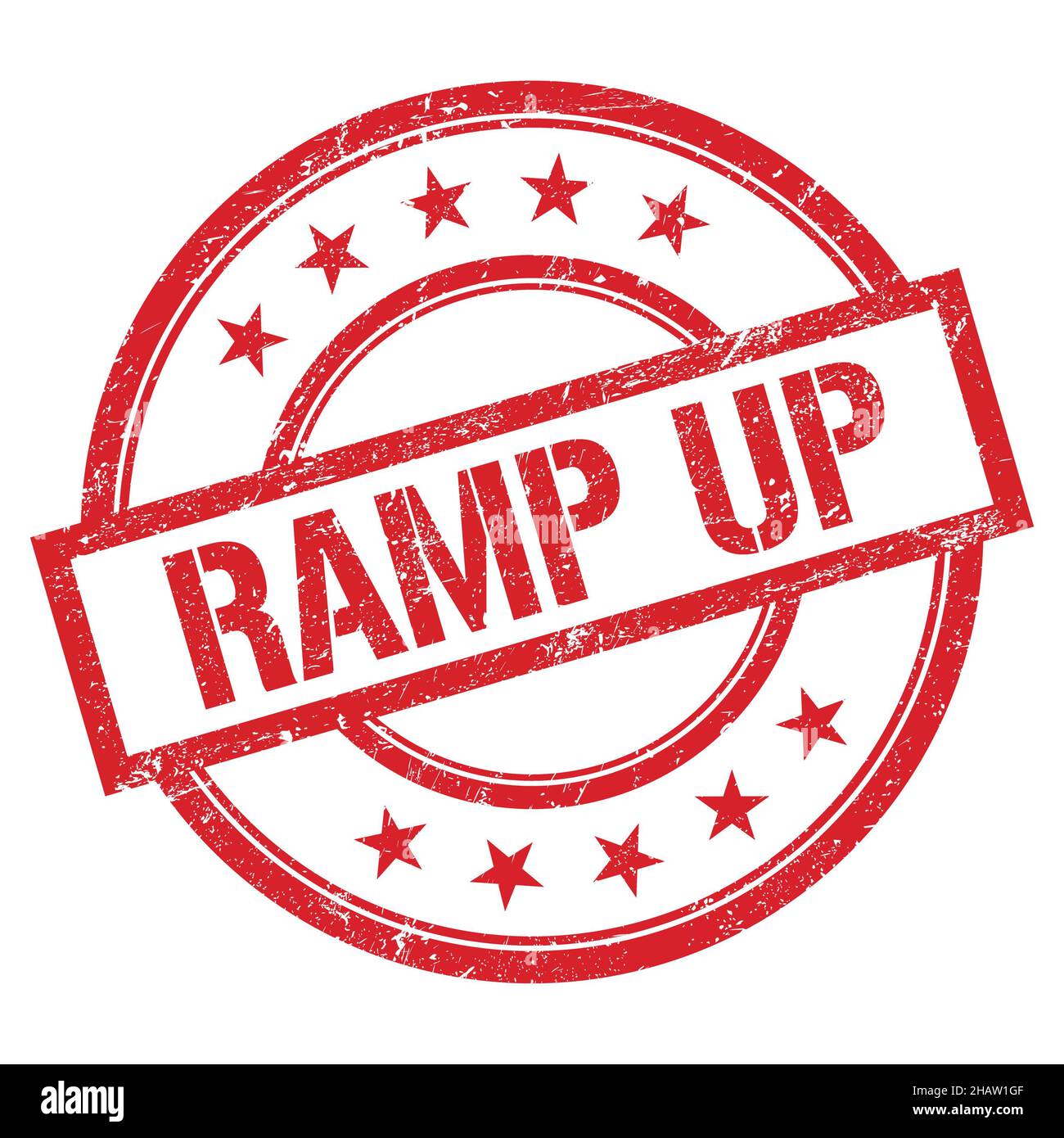 RAMP UP text written on red round vintage rubber stamp Stock Photo - Alamy