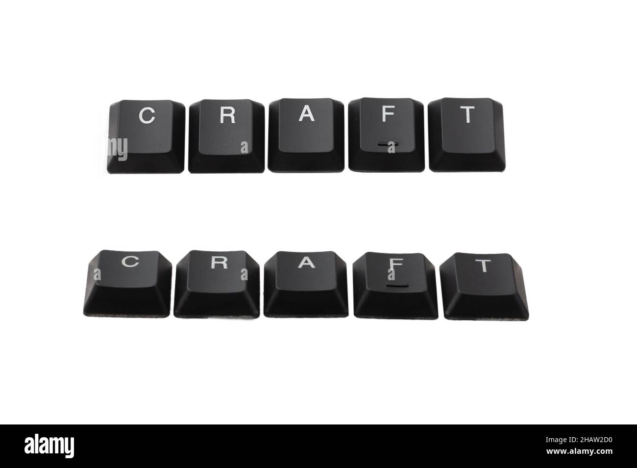 Word craft written on keyboard. Isolated on white. Top view Stock Photo ...