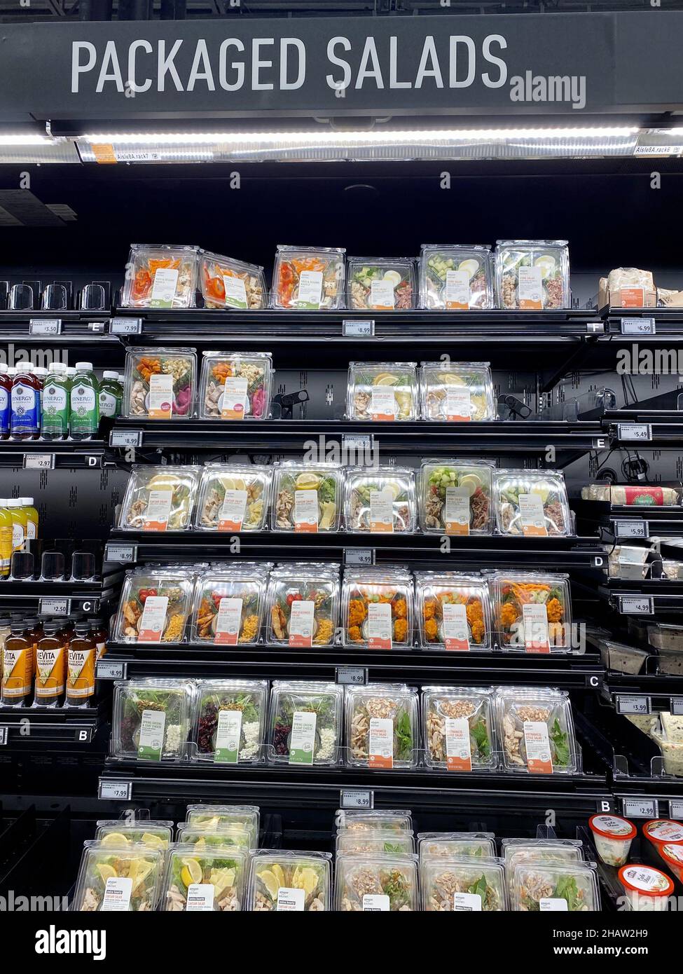 MORTON GROVE, UNITED STATES - Nov 11, 2021: The packaged salads in ...