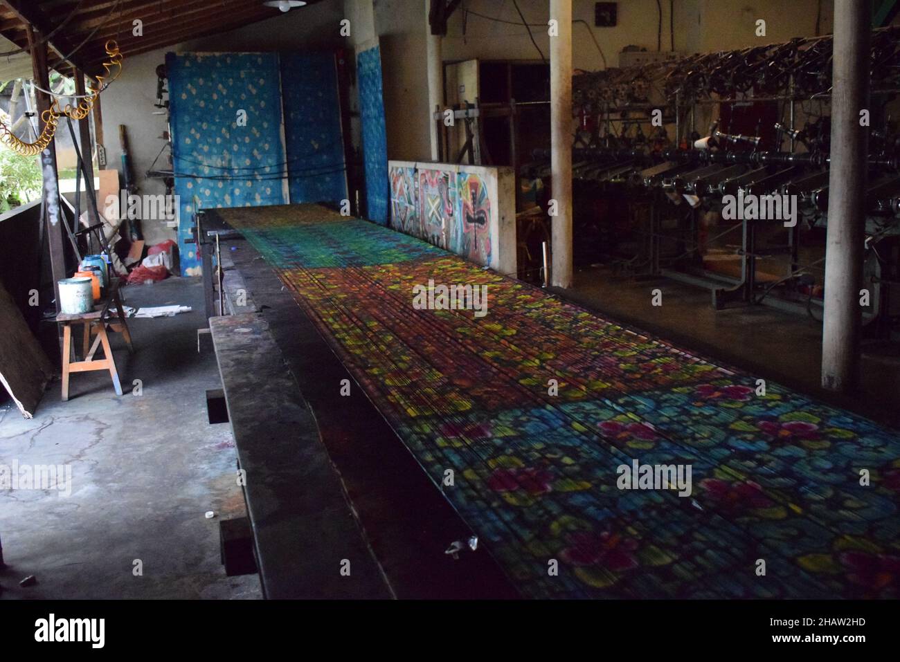 Old Indonesian textile factory. Equipment. Fabric manufacturing Stock ...