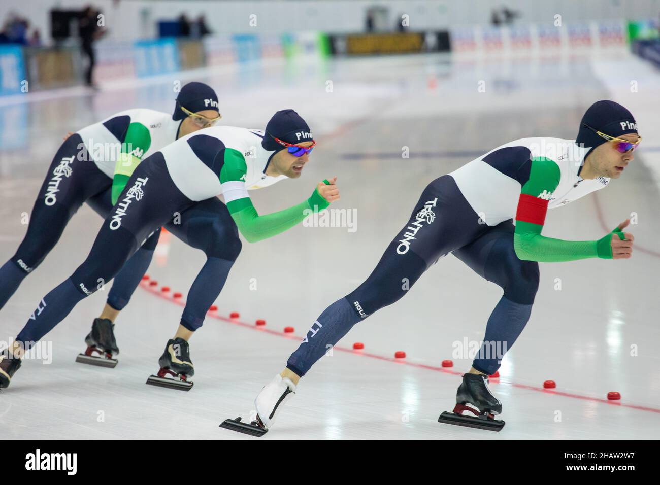 ISU European Speed Skating Championships. Athlete on ice. Classic speed ...