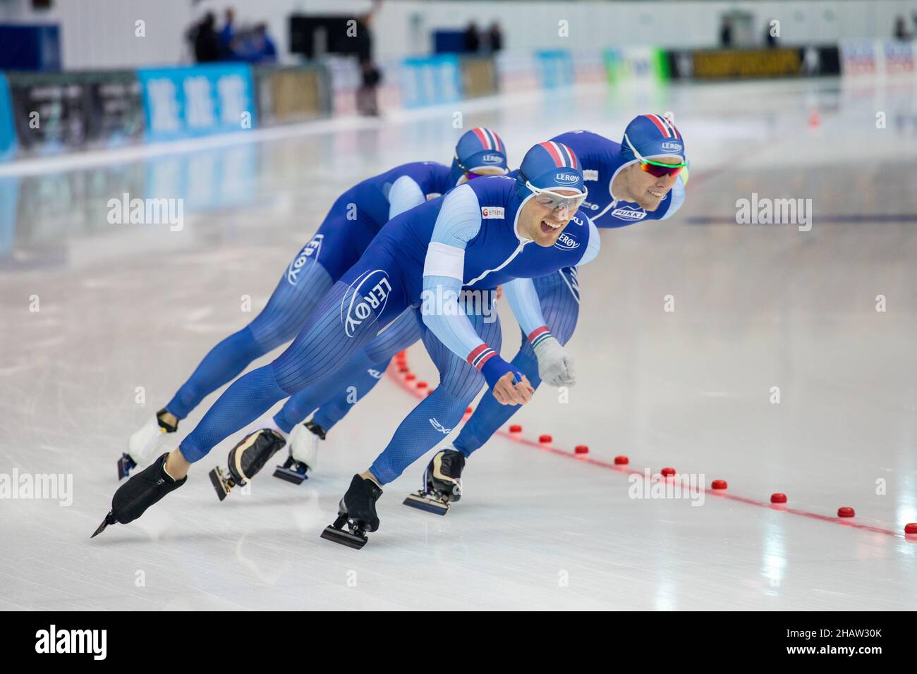 ISU European Speed Skating Championships. Athlete on ice. Classic speed ...
