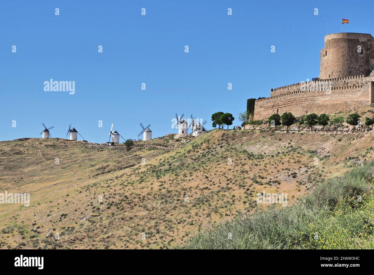 Castillo de la Muela with windmills of Consuegra, Castle de la Muela on ...