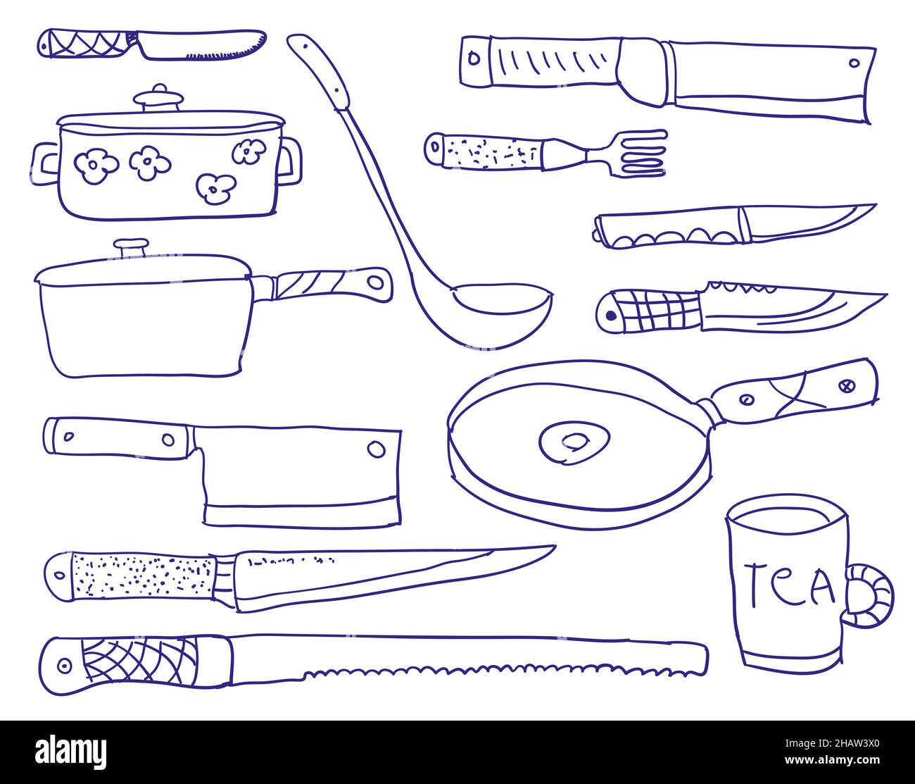 Kitchen items Vector Set Sketch Stock Vector Image & Art - Alamy