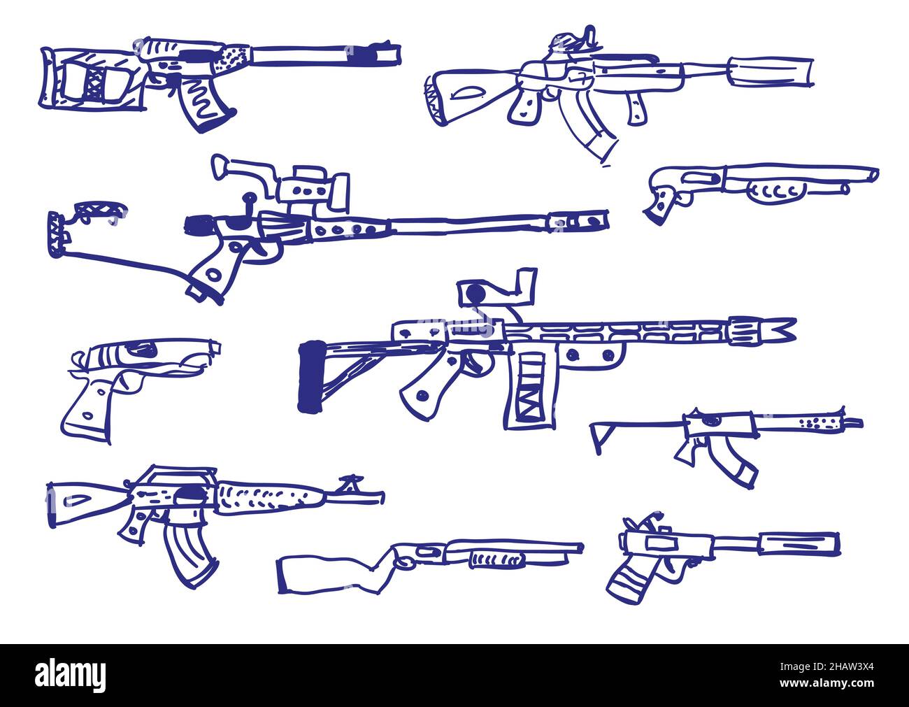 Simple vector sketch of gun Stock Vector Image & Art - Alamy