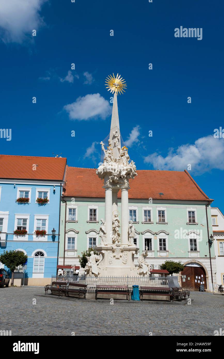 Market Square with Holy Trinity Column, Old Town, Mikulov, Breclav ...