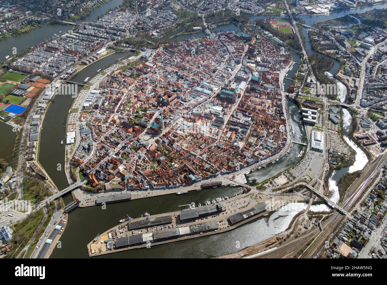 City centre, Trave, cityscape, architecture, urban planning, Hanseatic ...