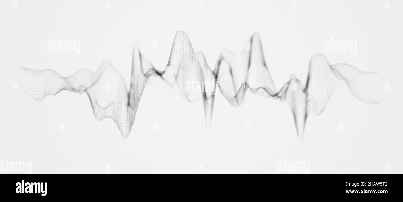 Abstract Wireframe Waveform Graph Or Chart Visualization Of Data On