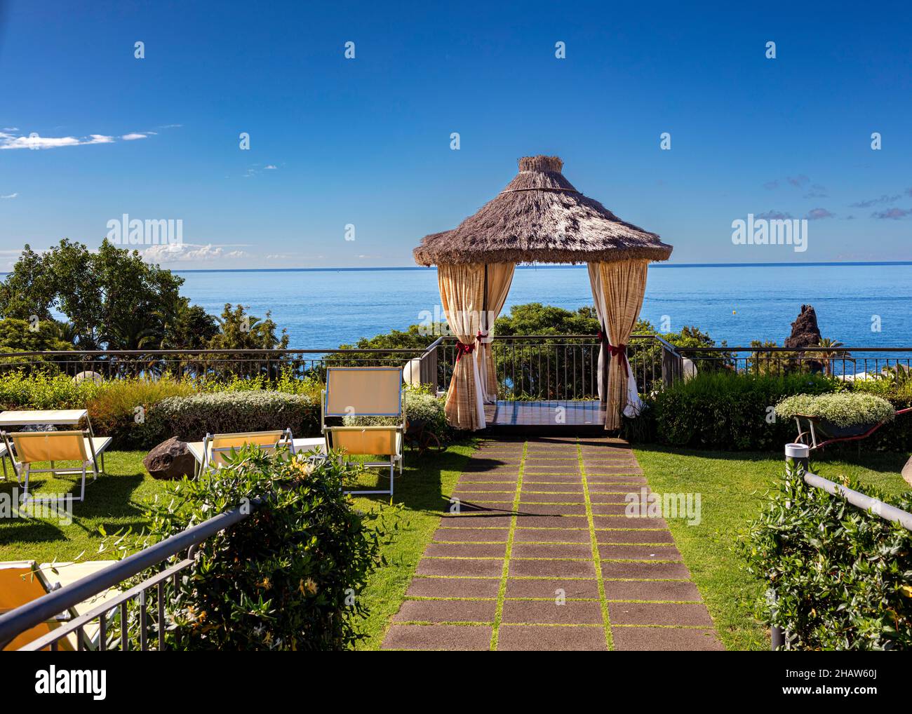 Small pavilion in the garden of a park in Funchal, Madeira, Portugal ...