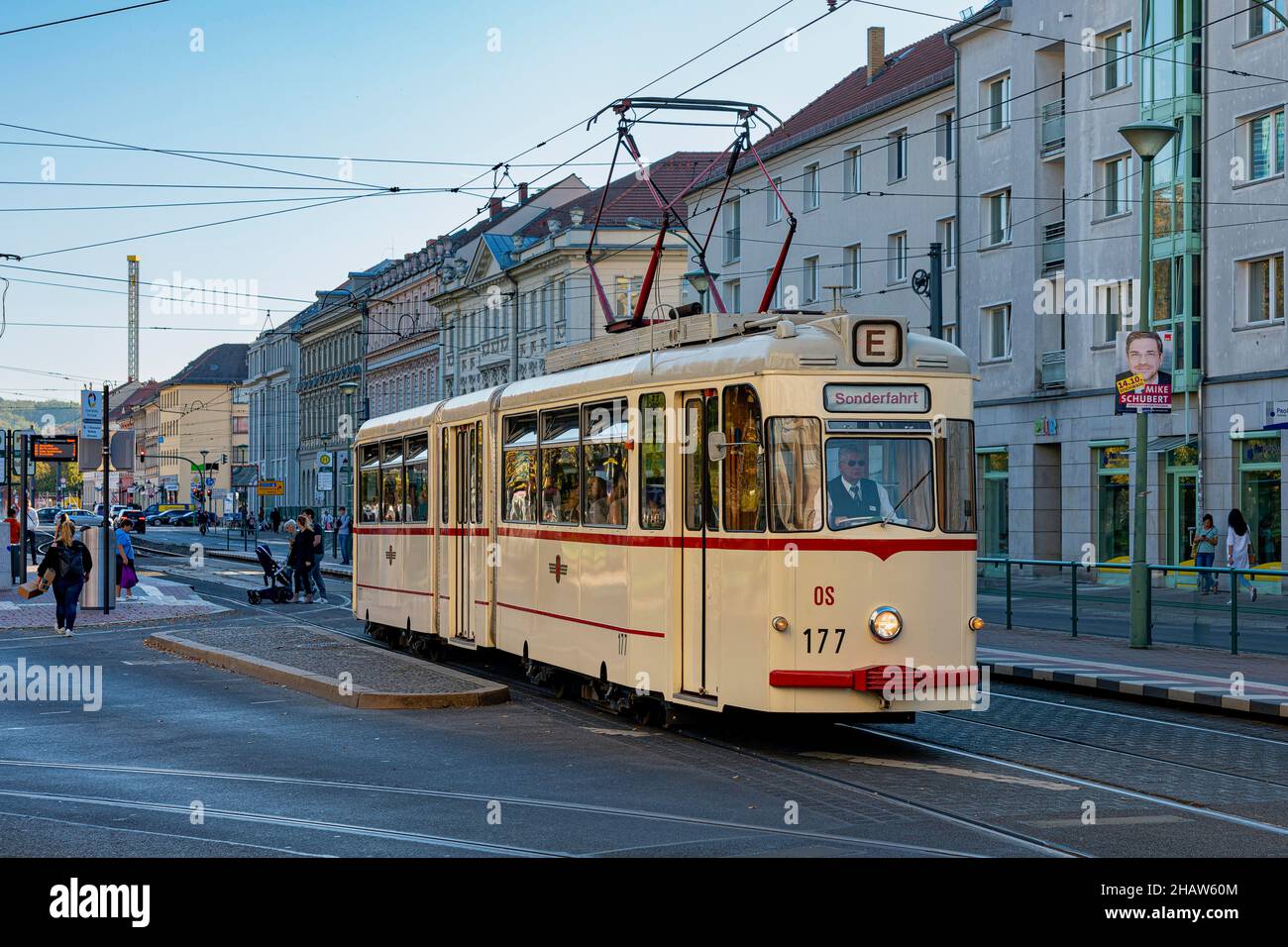 Historic tramway in the old town of Potsdam, Brandenburg, Germany Stock ...