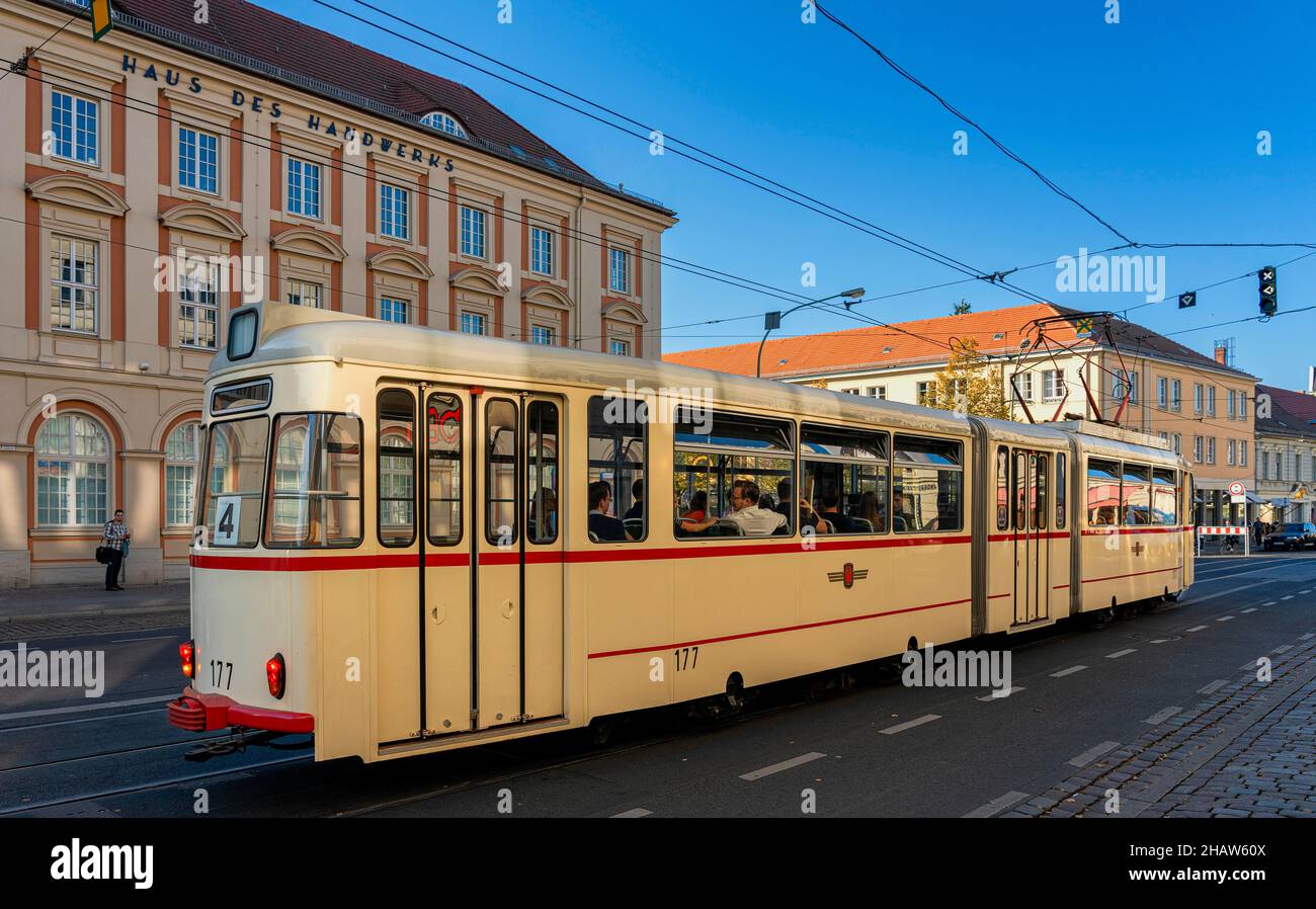 Historic tramway in the old town of Potsdam, Brandenburg, Germany Stock ...