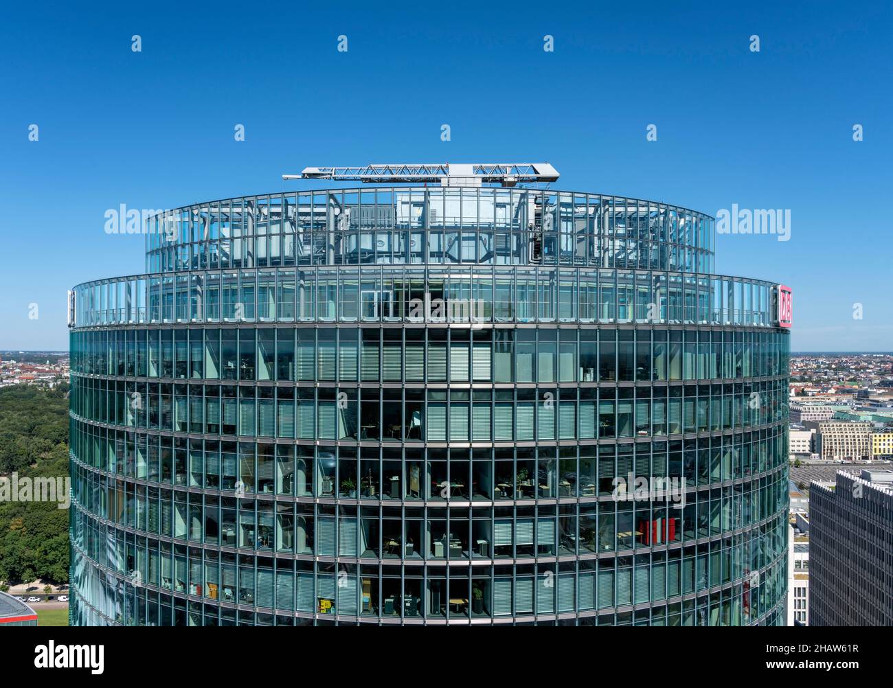 The high-rise building of the DB headquarters at Potsdamer Platz ...