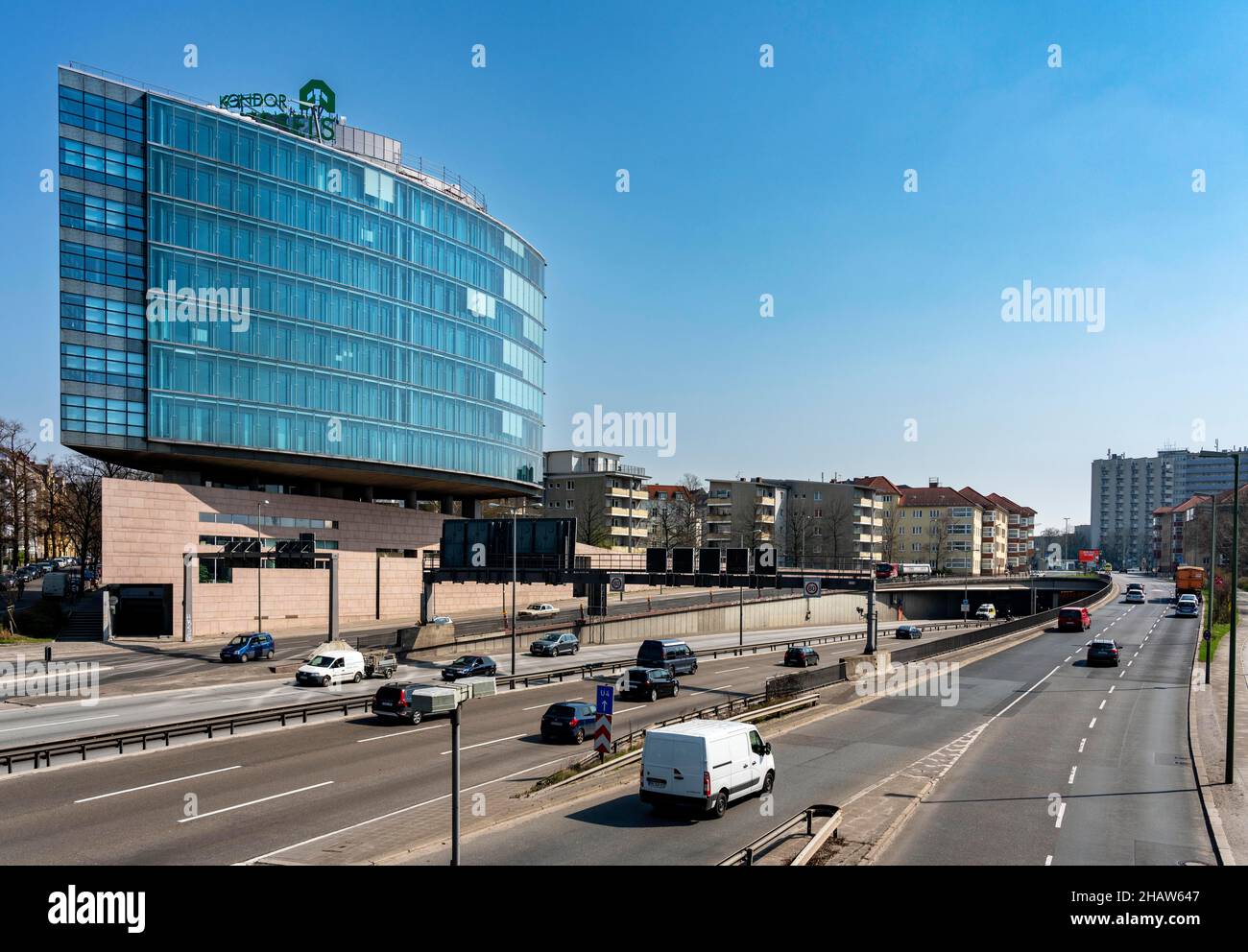 The Berlin city motorway at the Halensee and Messedamm traffic junction ...