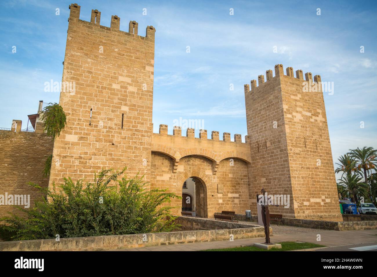 City gate of the city fortification, city wall of Alcudia, Majorca ...