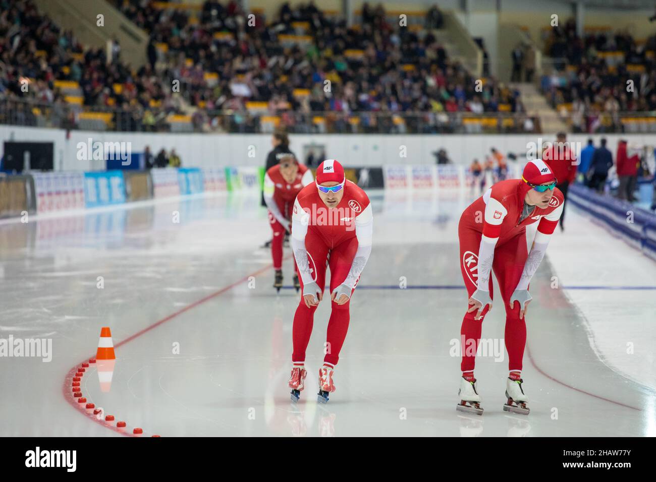 ISU European Speed Skating Championships. Athlete on ice. Classic speed ...