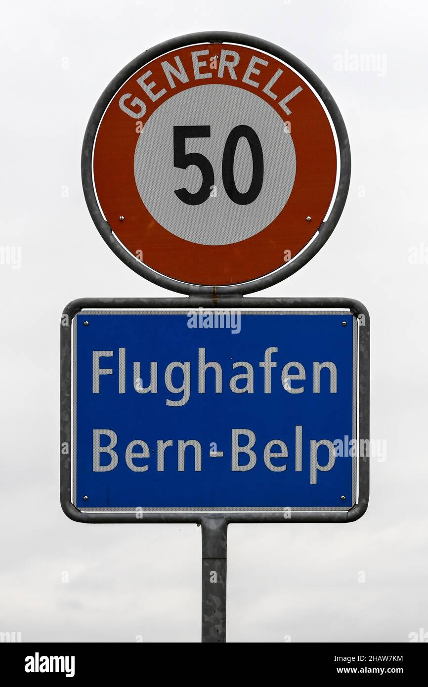 Sign Bern Airport Belp, Switzerland Stock Photo - Alamy