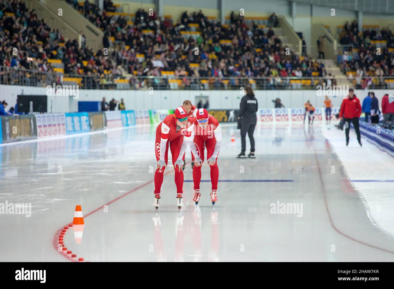 ISU European Speed Skating Championships. Athlete on ice. Classic speed ...
