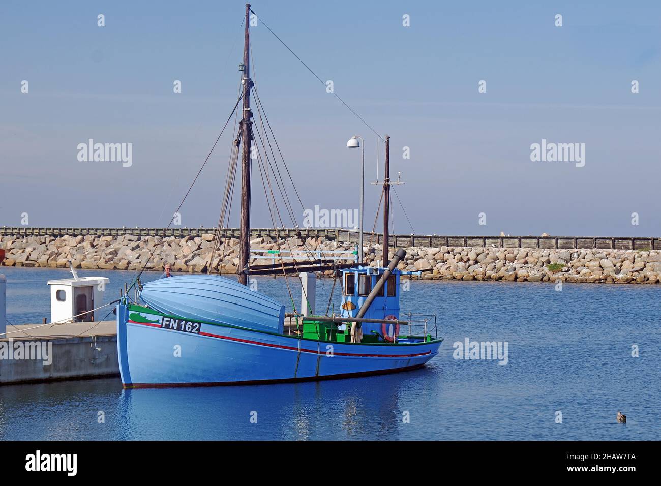 Fishing boat in the harbour, Laesoe, North Jutland, Denmark Stock Photo ...