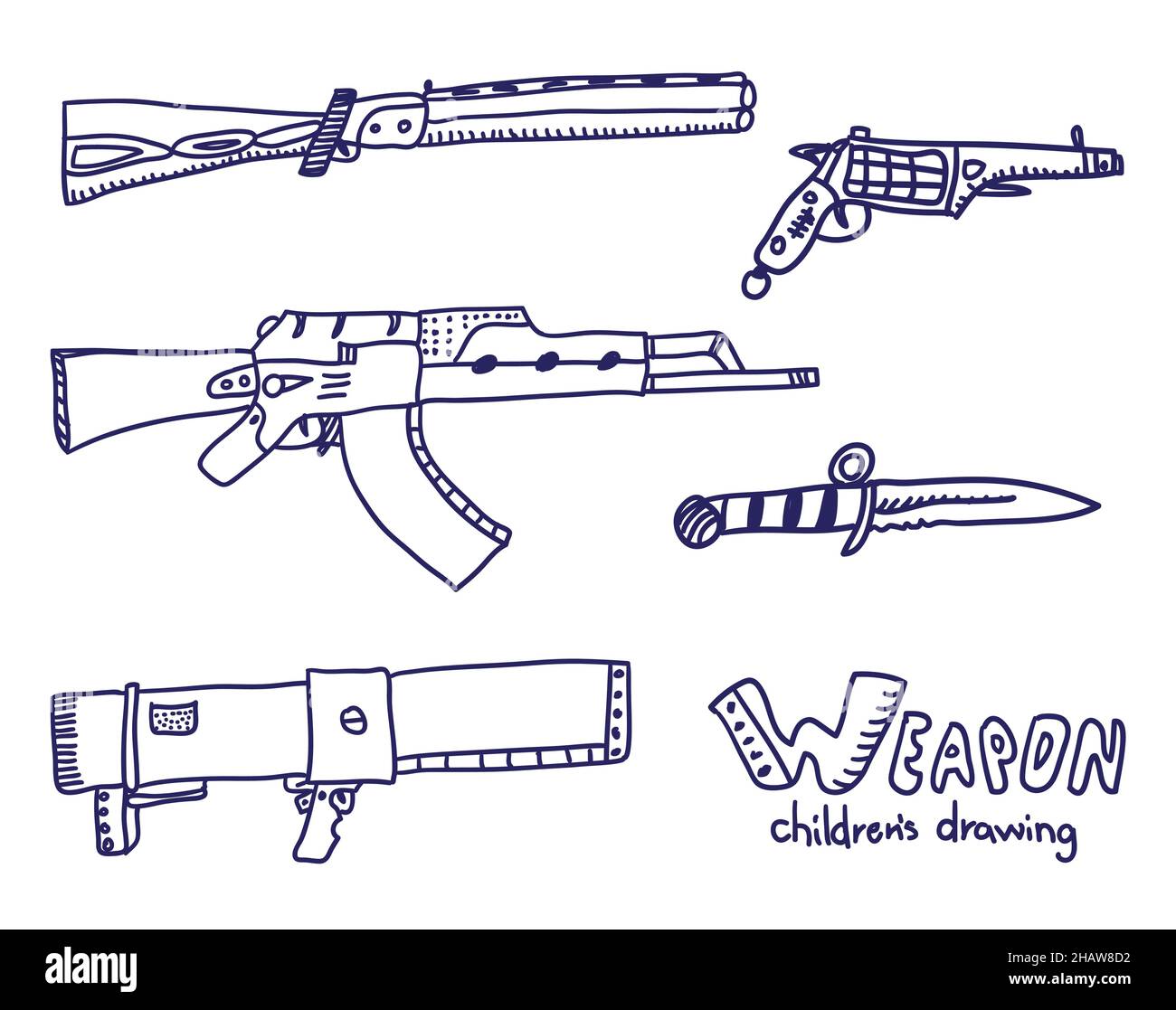 Weapons sketch. Really children's drawing Stock Vector Image & Art - Alamy