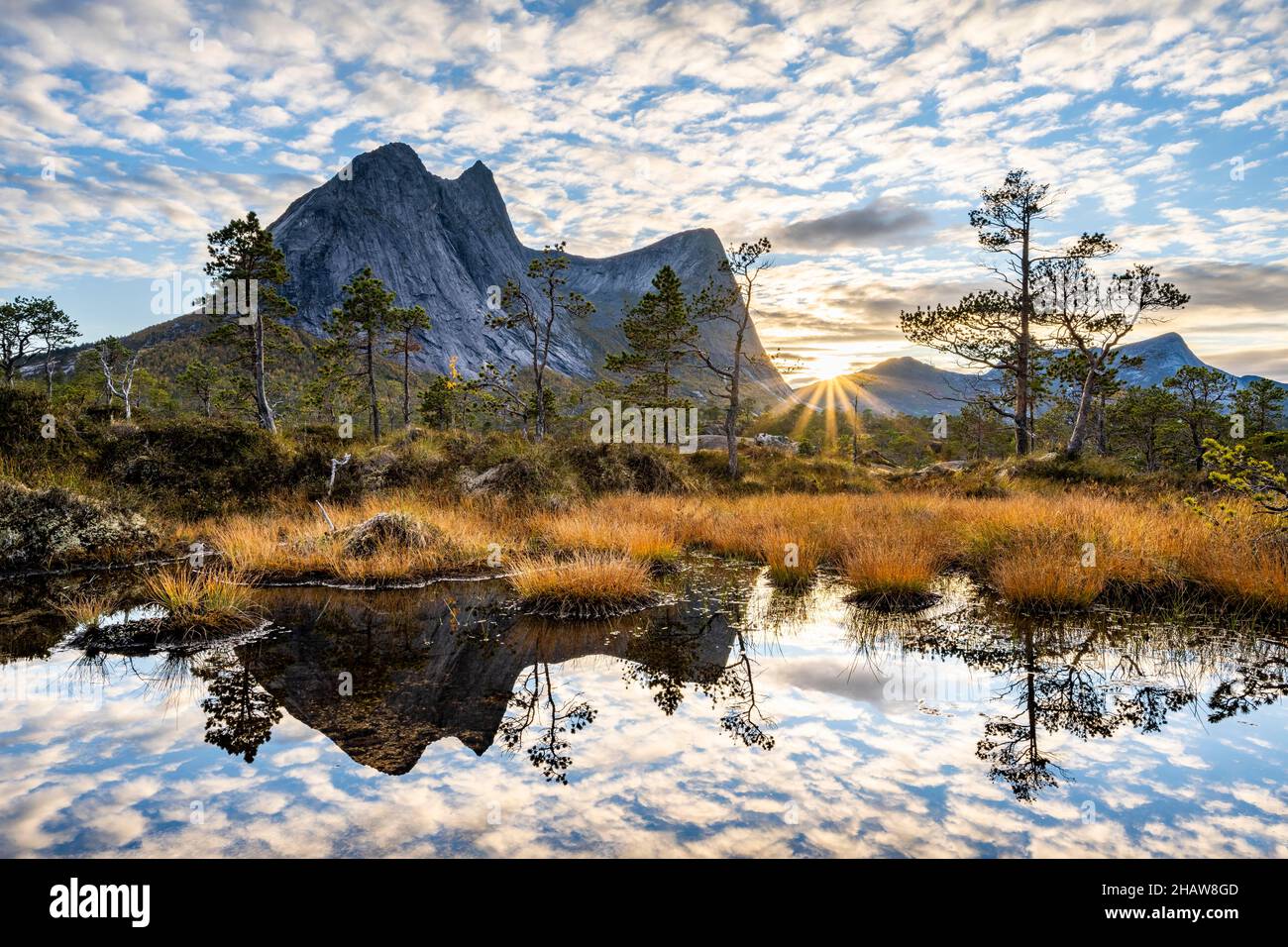 Mount Stortinden at sunset, Efjord, Tysfjord, Ofoten, Nordland, Norway ...