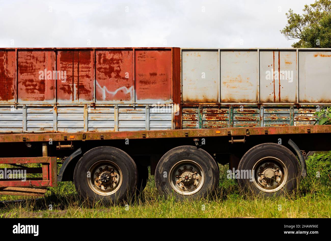 Old weathered truck trailer, Punta Delgada, Sao Miguel Island, Azores ...