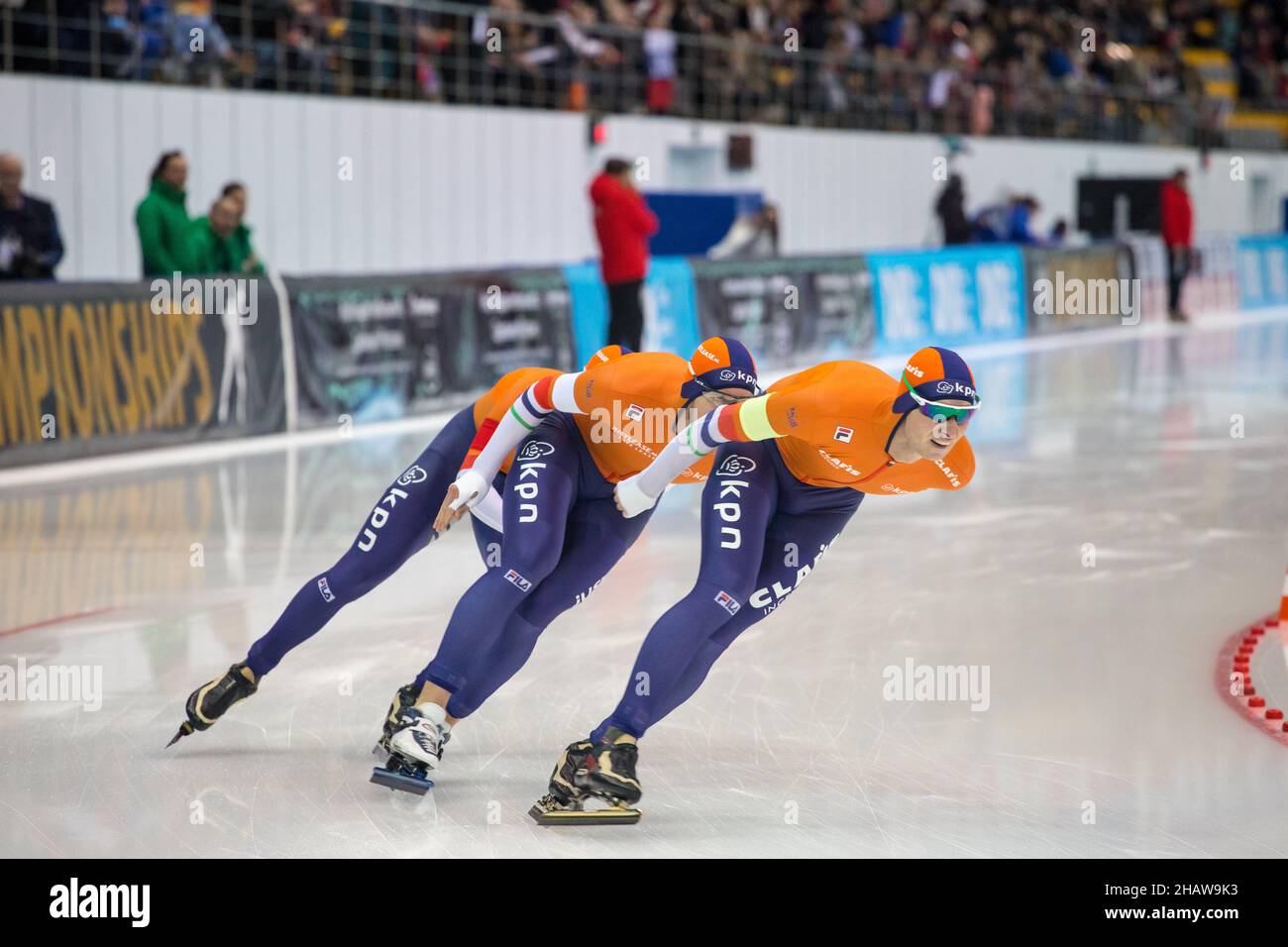 ISU European Speed Skating Championships. Athlete on ice. Classic speed ...