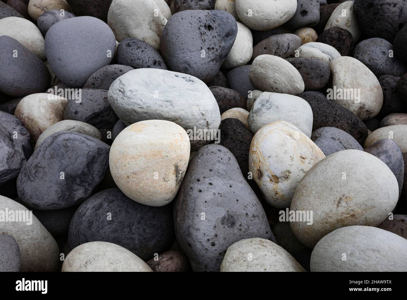 Large round stones on the coast of Rocha da Relva, Sao Miguel Island ...