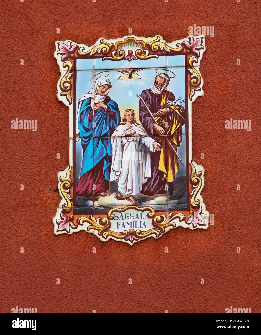 Typical Portuguese tile painting with saint motifs at the house ...