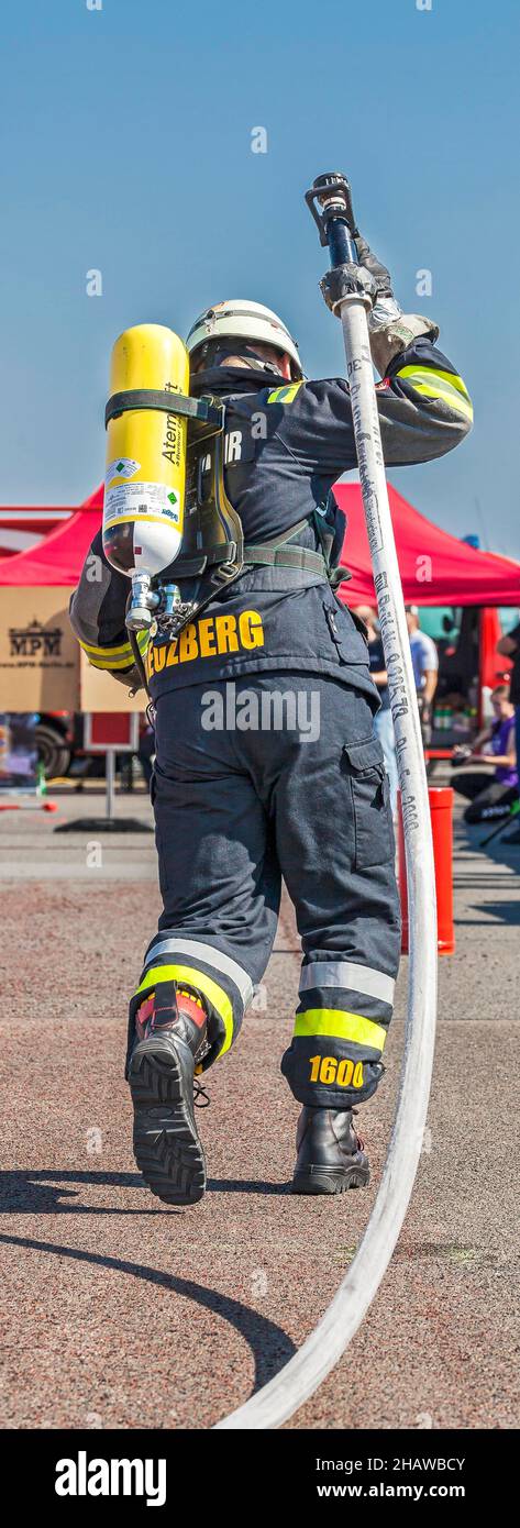 Firefighter Combat Challenge at Tempelhofer Feld, Berlin, Germany Stock ...