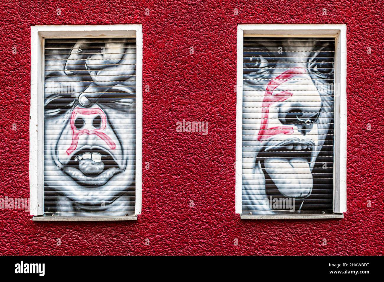 Creative graffiti with emotional statements on the facade of a youth ...