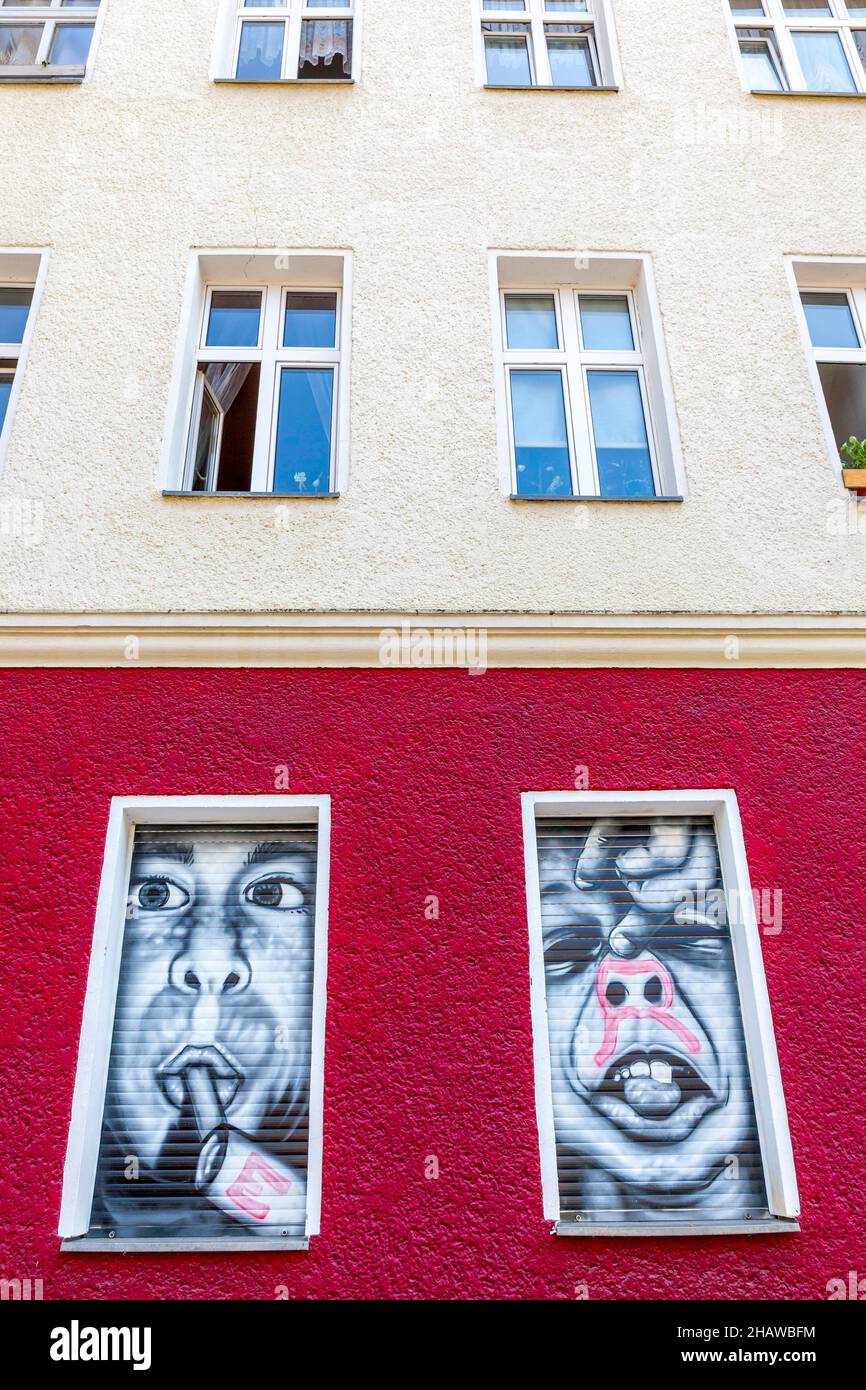 Creative graffiti with emotional statements on the facade of a youth ...