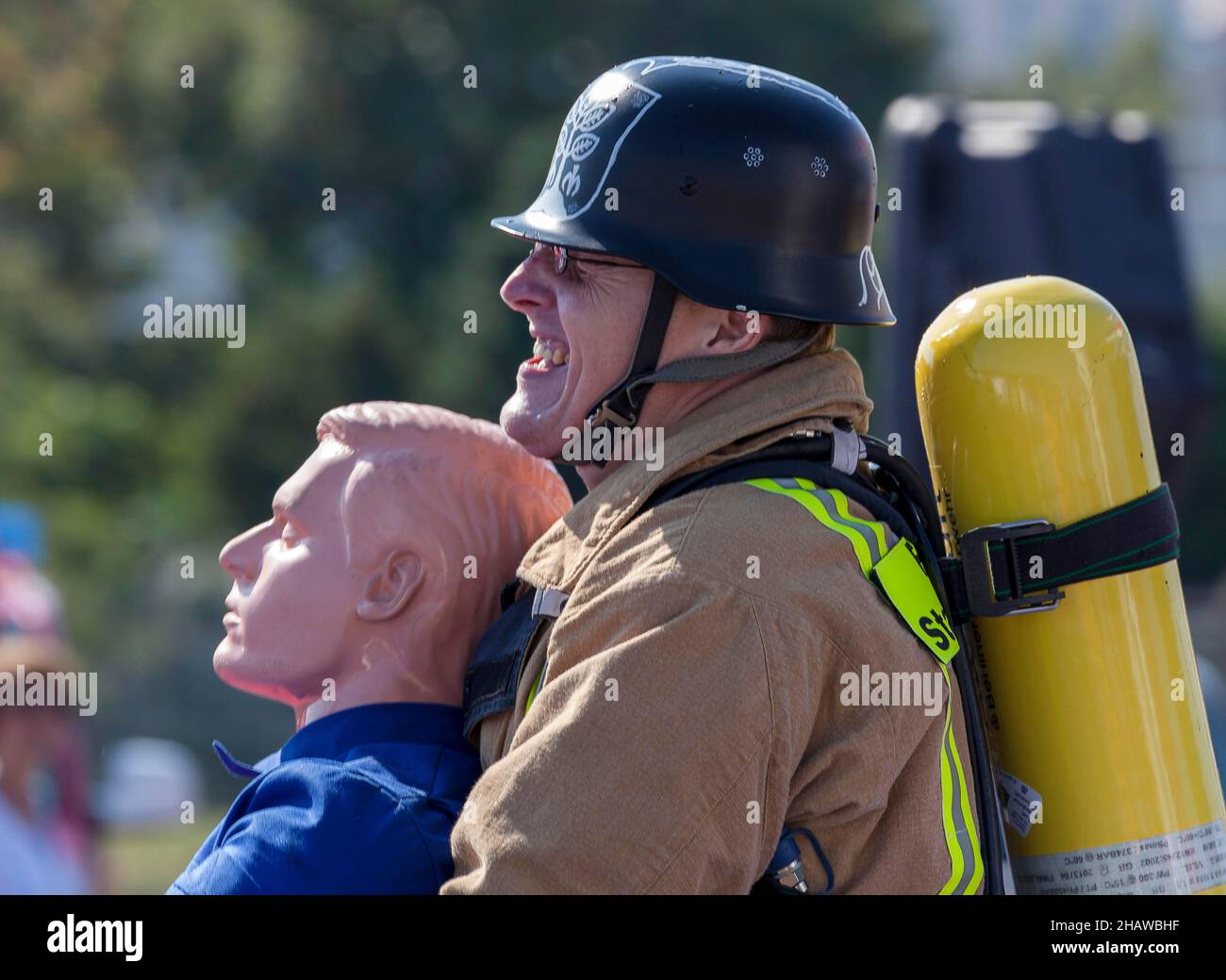 Firefighter Combat Challenge at Tempelhofer Feld, Berlin, Germany Stock ...