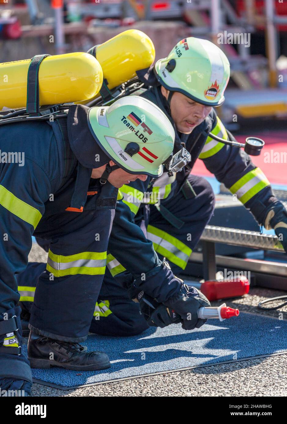 Firefighter Combat Challenge at Tempelhofer Feld, Berlin, Germany Stock ...