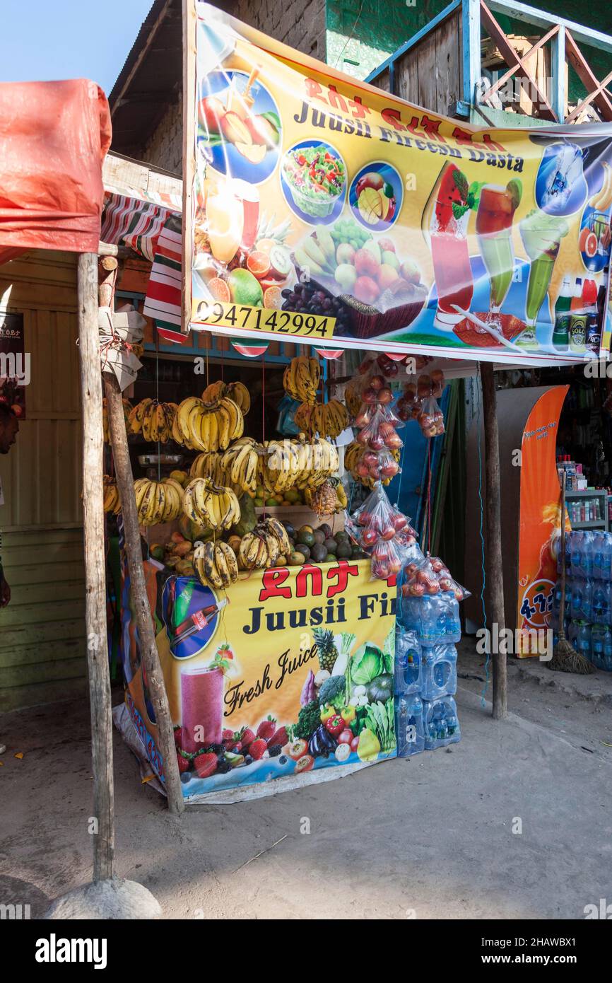 Fruit sale, fruits, shop, Asebe Teferi, Oromia, Ethiopia Stock Photo ...