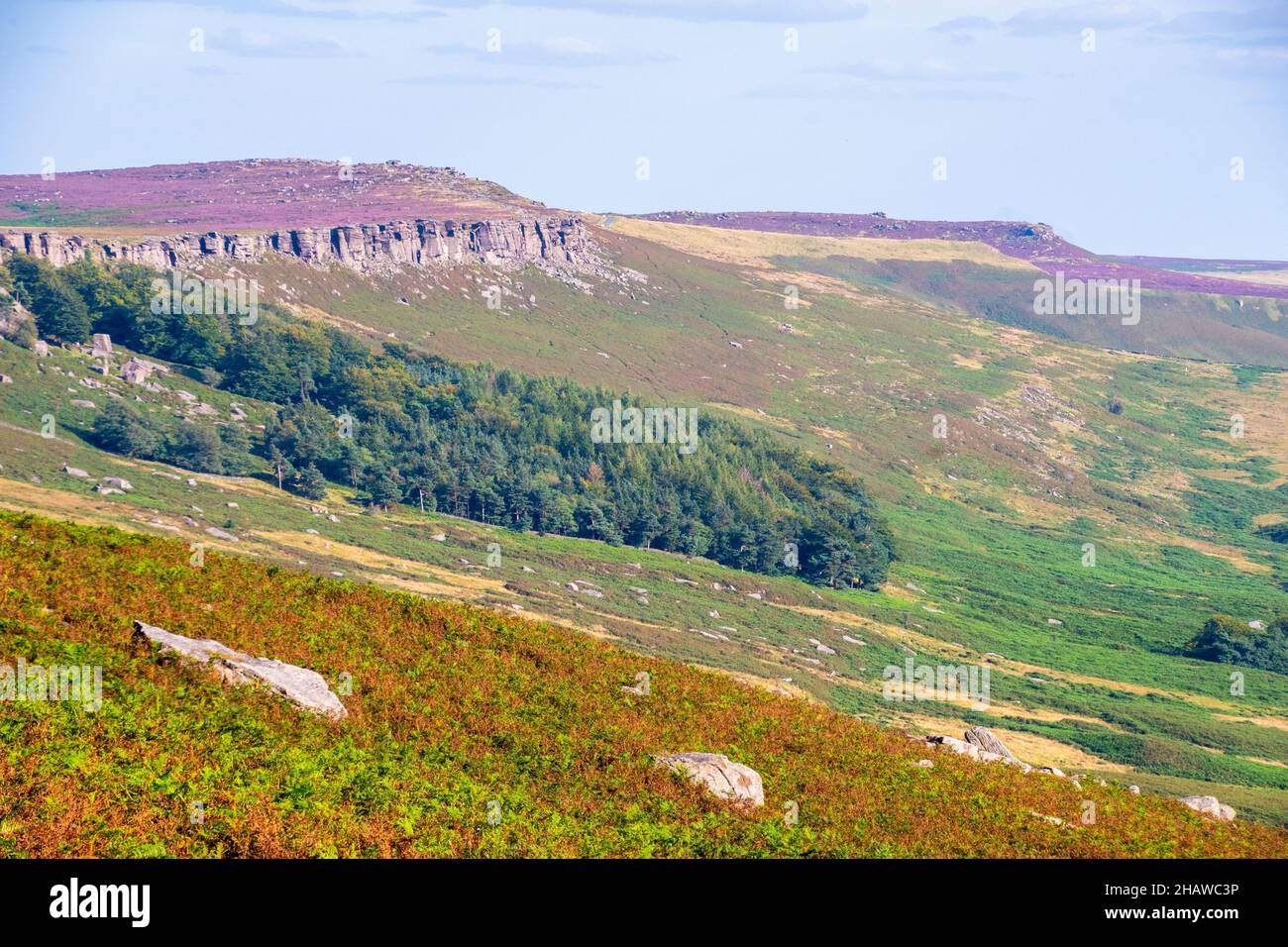 Stanage Edge is a 4 mile long cliff edge or gritstone escarpment ...