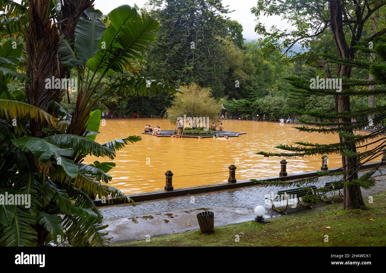 Botanical Garden, Thermal Water Pool at Terra Nostra Park, Furnas, Sao ...