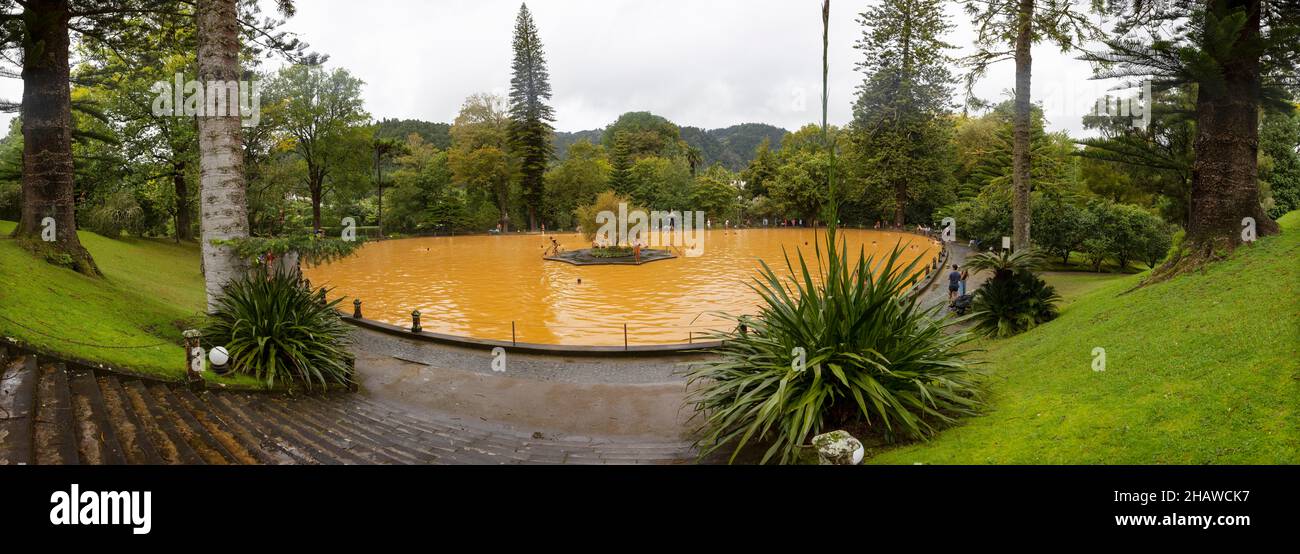 Botanical Garden, Thermal Water Pool at Terra Nostra Park, Furnas, Sao ...