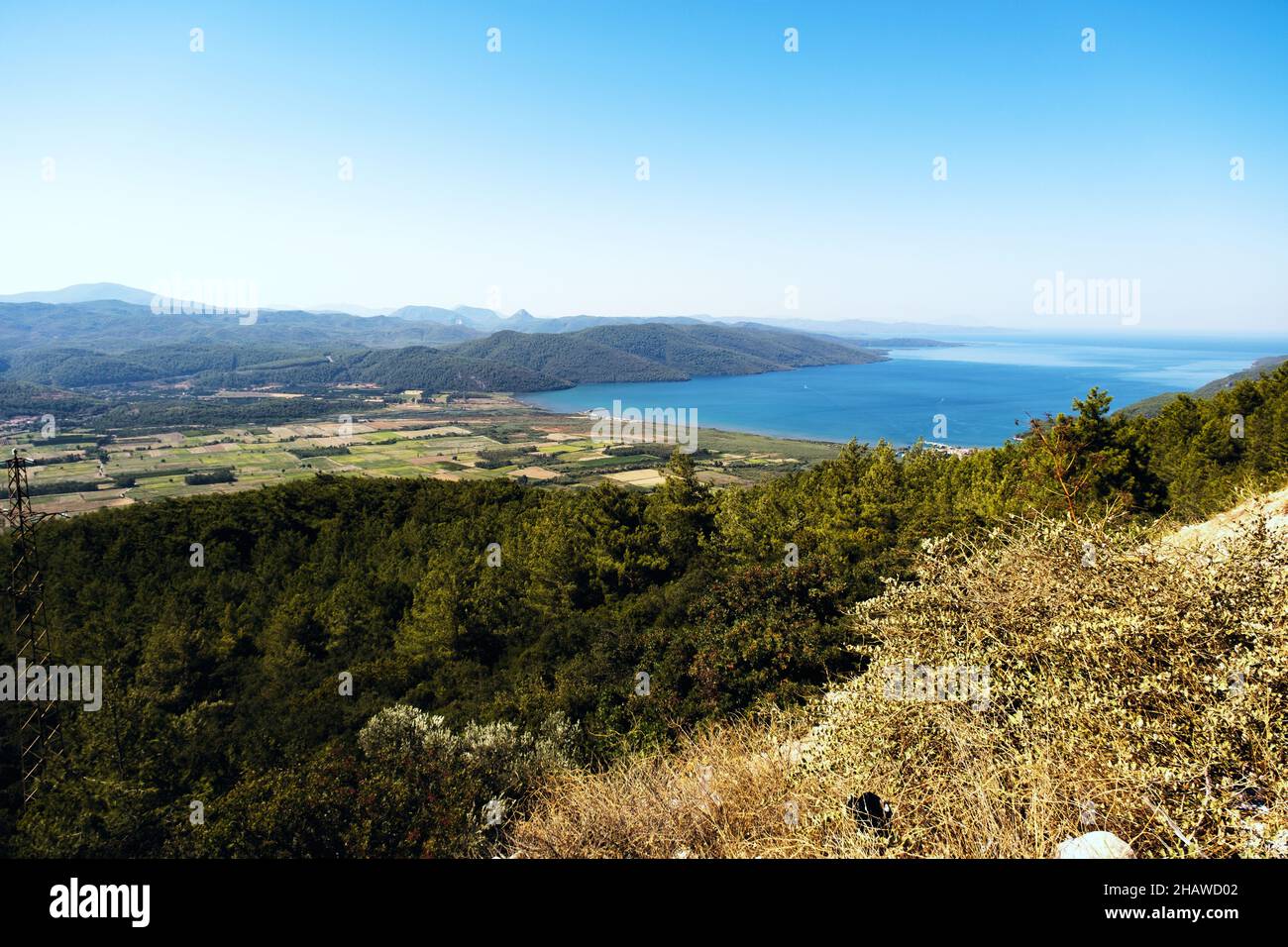 Mugla, Turkey - September 4, 2021: Mugla Akyaka bay view with mountains ...