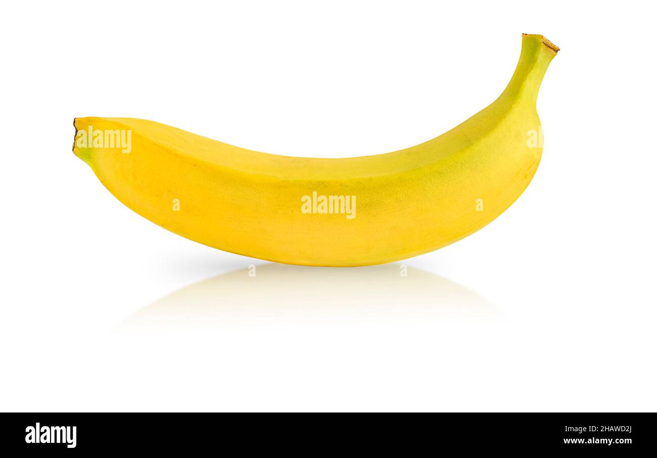 Fresh banana with shadow and reflection isolated on white Stock Photo ...