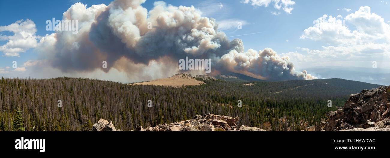 Breathtaking shot of a landscape under the smoke of an explosion during ...